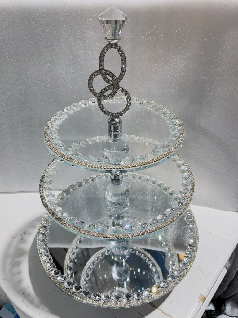 3-Tiers Crystal Mirror Cake Stand - Event Decor Supply
