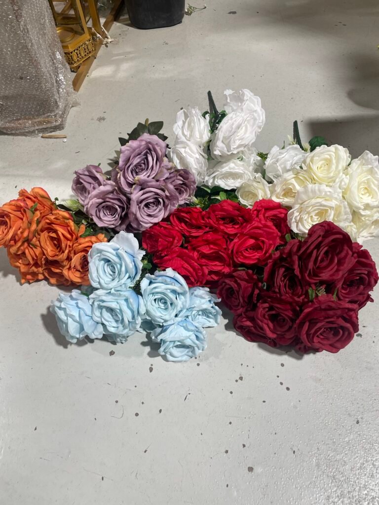 9 Heads Big Garden Roses - Event Decor Supply